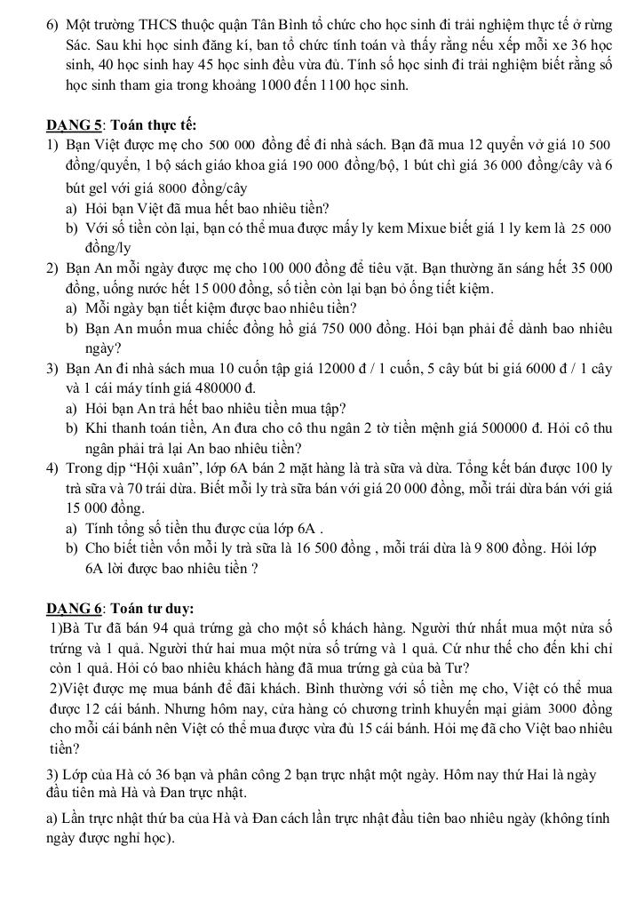 Giải Toán Ôn Tập Cuối Học Kì 1 Toán 6 Năm 2025 – 2026 Trường Thcs Hoàng Hoa Thám – Tp Hcm | Đáp ...