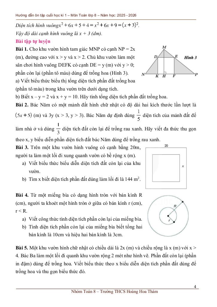 Giải Toán Ôn Tập Cuối Học Kì 1 Toán 8 Năm 2025 – 2026 Trường Thcs Hoàng Hoa Thám – Tp Hcm | Đáp ...