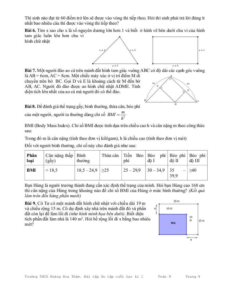 Giải Toán Ôn Tập Cuối Học Kì 1 Toán 9 Năm 2025 – 2026 Trường Thcs Hoàng Hoa Thám – Tp Hcm | Đáp ...